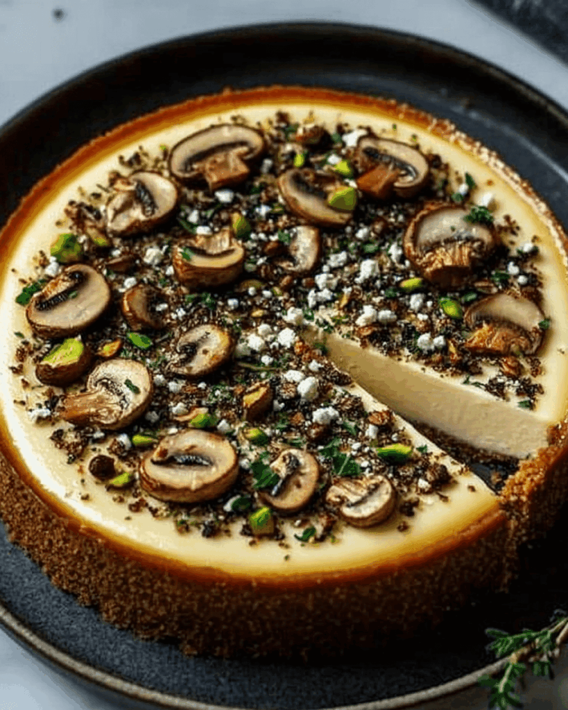 Pistachio and Mushroom Cheesecake with Feta Parmesan Crust Delights ...